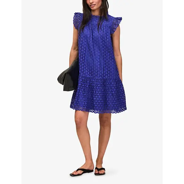 RO&ZO Broderie Scalloped-edge Cotton Mini Dress
