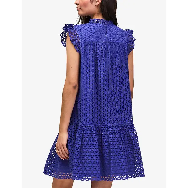 RO&ZO Broderie Scalloped-edge Cotton Mini Dress