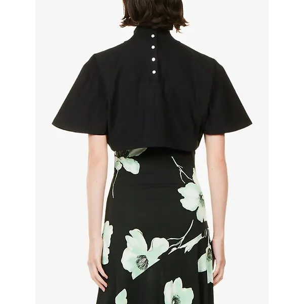 Alaïa Ribbed Funnel Neck Cropped T-shirt