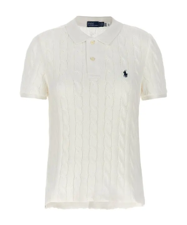 Polo Ralph Lauren Polo-pony Embroidered Knitted Polo Top - White