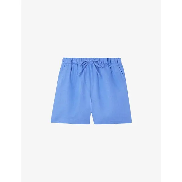 Whistles Drawstring Elasticated-waist Linen Shorts - Blue