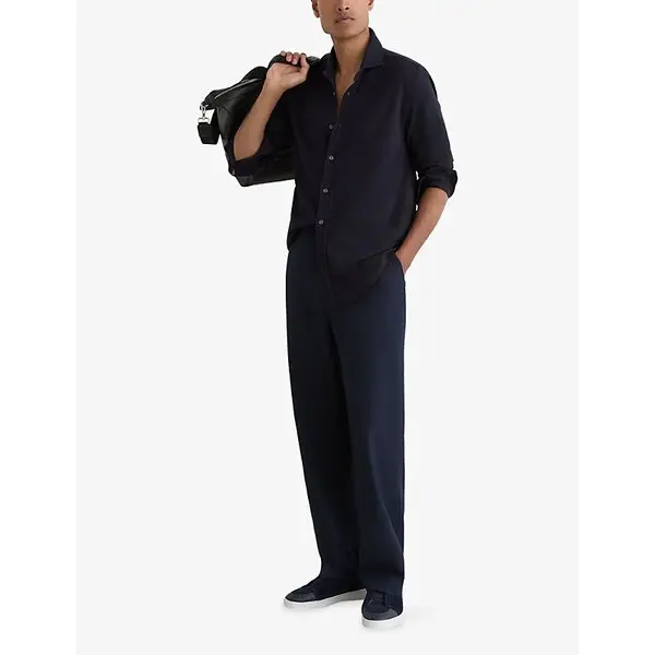 REISS Dasilva Long-sleeve Cotton-piqué Shirt