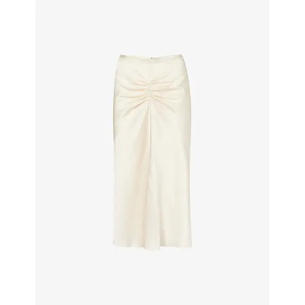 Victoria Beckham Bela Draped Satin Midi Skirt - Elderflower