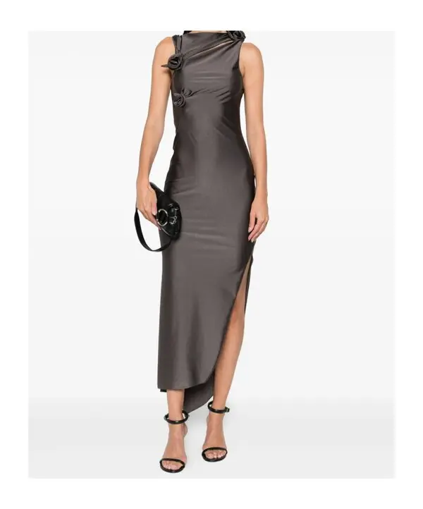 Coperni Sleeveless Midi Dress With Floral Appliqu