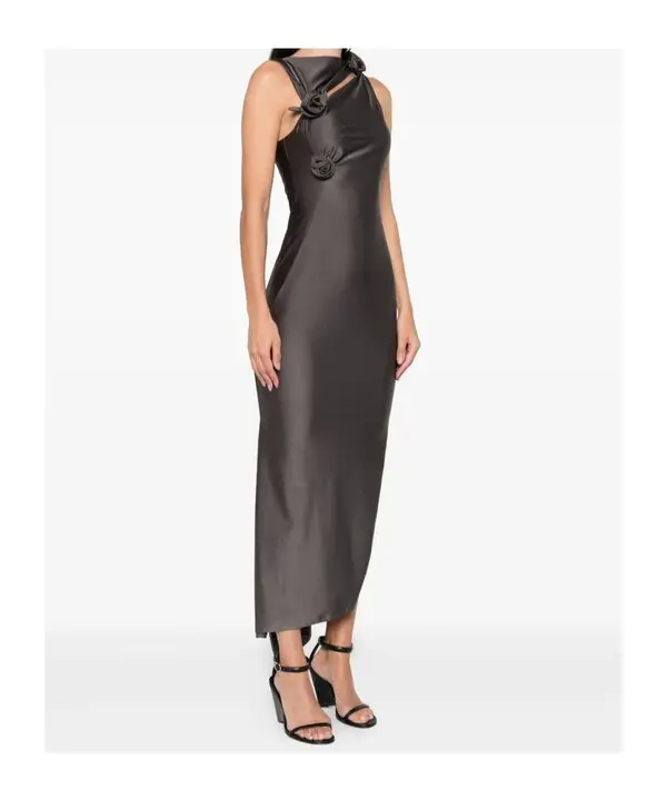 Coperni Sleeveless Midi Dress With Floral Appliqu