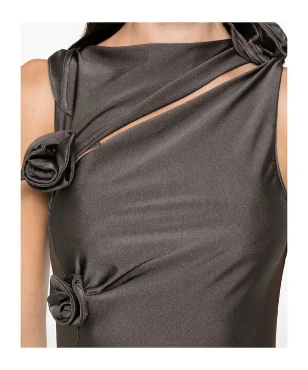 Coperni Sleeveless Midi Dress With Floral Appliqu