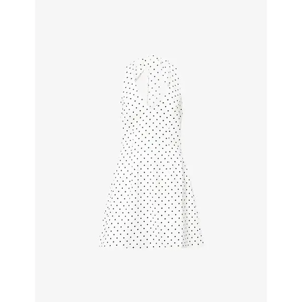 Oddmuse Volume Skirt Woven Mini Dress - White Polka Dot