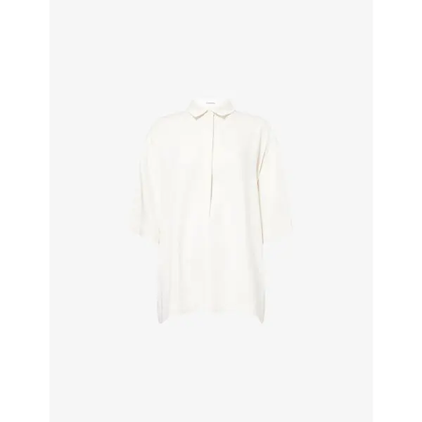 THE FRANKIE SHOP Eda Woven Polo Shirt - Ivory
