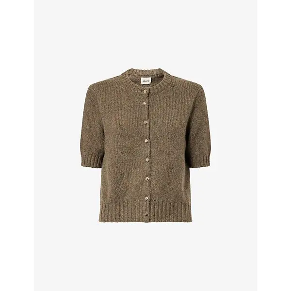 Khaite Nora Short-sleeve Knitted Cashmere Cardigan - Artichoke