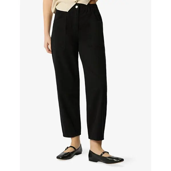 Whistles Tessa Elasticated-waist Stretch Cotton-blend Trousers