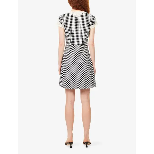 Rixo Lacie Gingham Print Woven Mini Dress