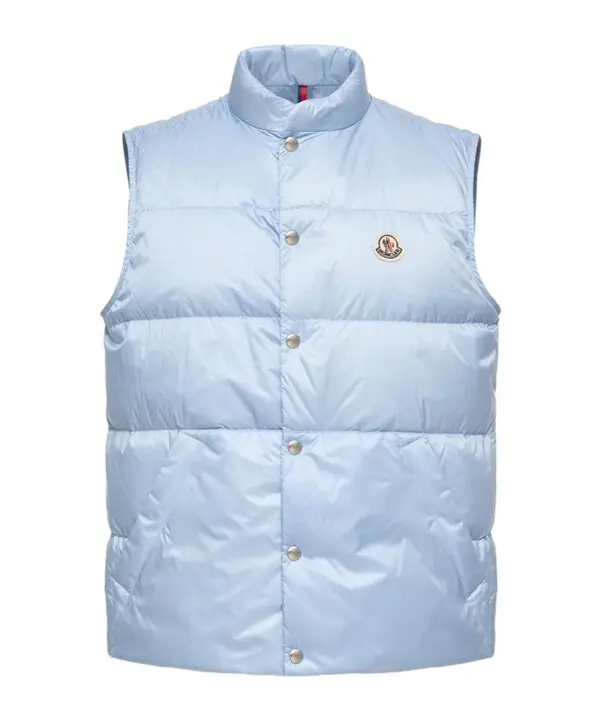 Moncler Logo Patch Puffer Gilet - Light Blue