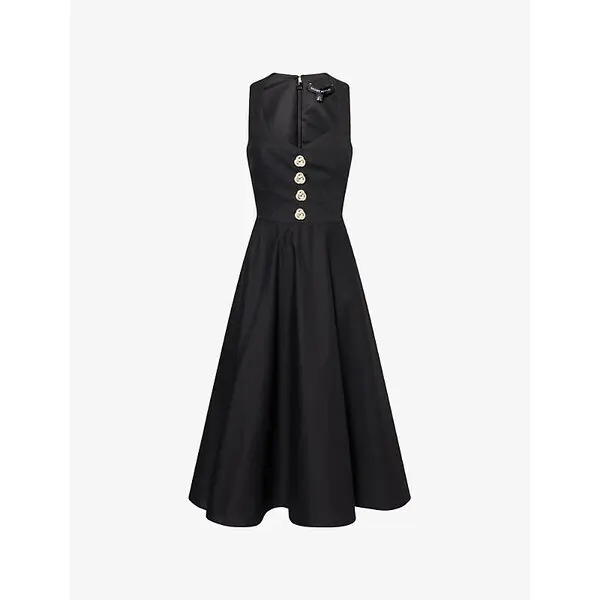NADINE MERABI Annabelle Sweetheart-neckline Woven Midi Dress - Black