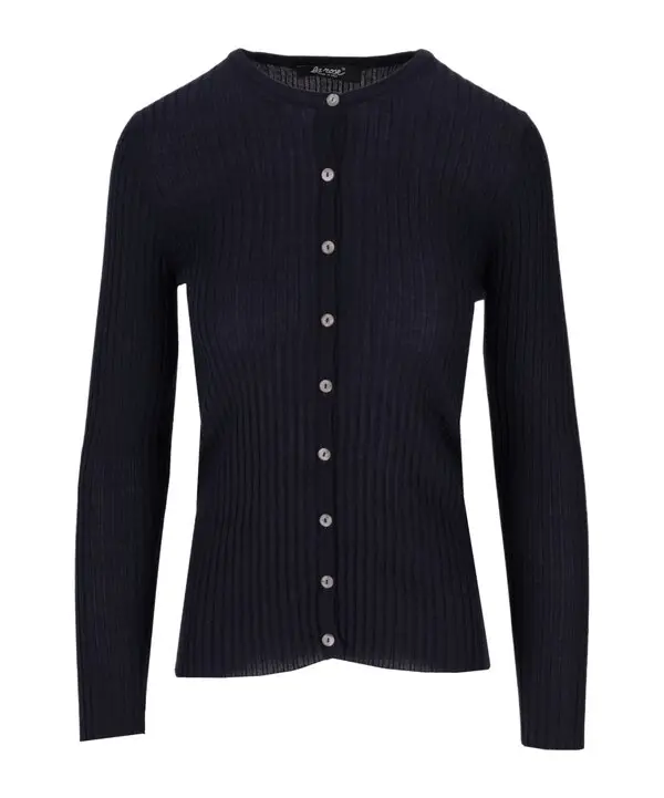 Lela Rose Ribbed Crew Neck Cardigan - Black