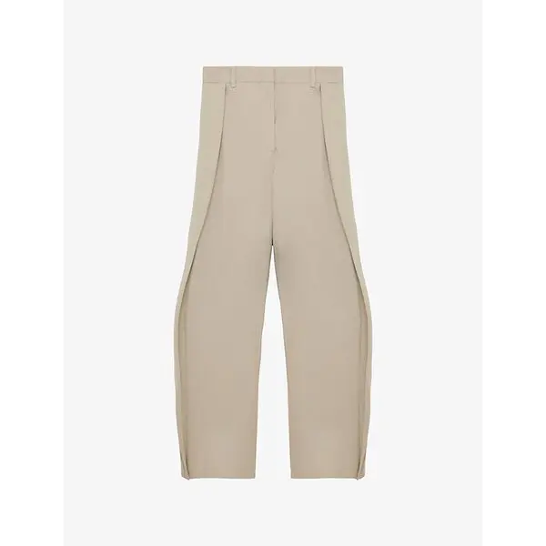 Loewe Wide-leg Side-flap Cotton-blend Trousers - Beige