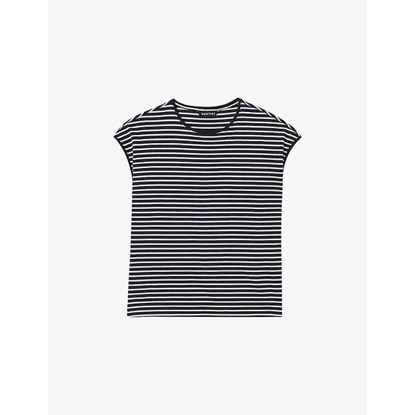 Whistles Striped Cap-sleeve Cotton T-shirt - Blue