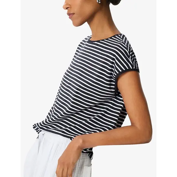 Whistles Striped Cap-sleeve Cotton T-shirt