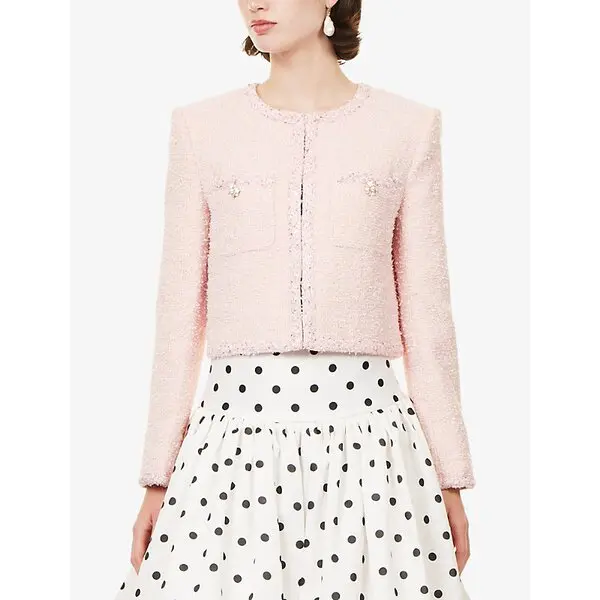 SELF-PORTRAIT Sequin-trim Boxy-fit Boucle Jacket
