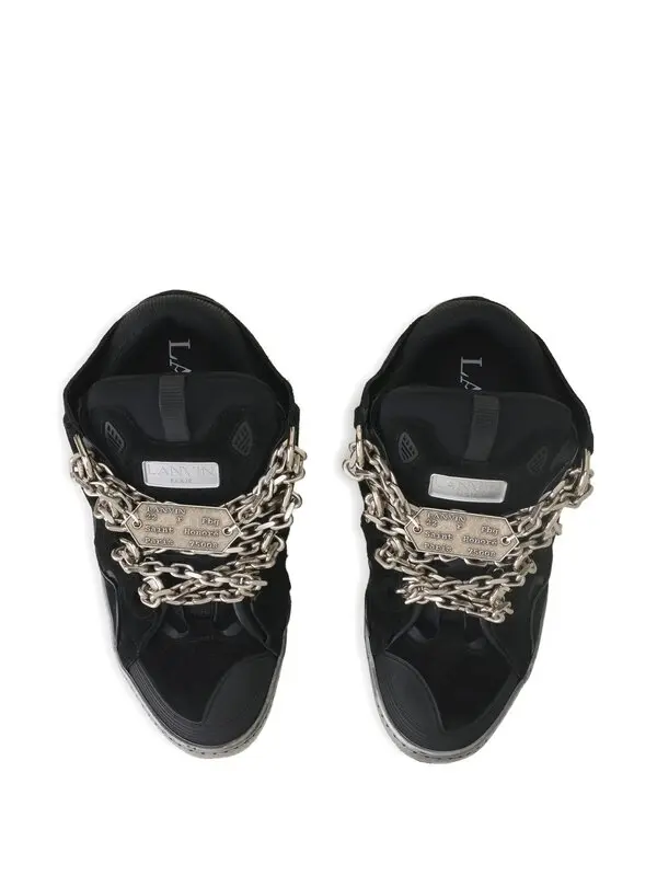 LANVIN Curb Lace-up Sneakers With Chain Embellishment