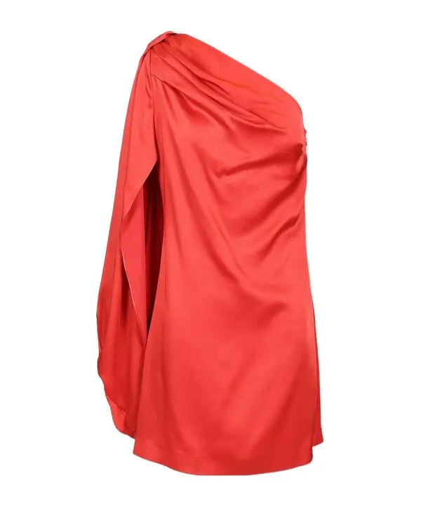 Stella McCartney One-shoulder Draped-sleeve Dress - Orange