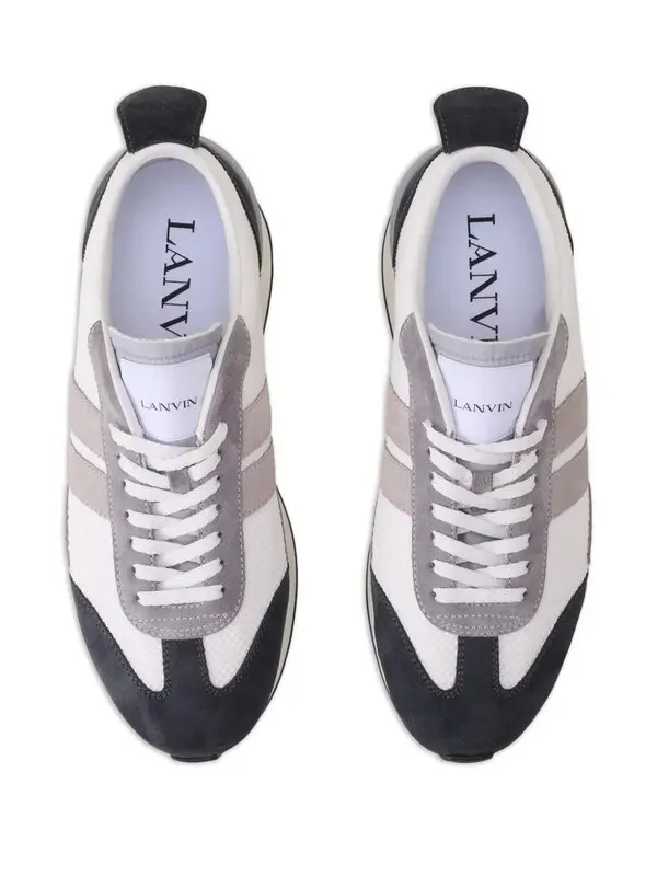 LANVIN Bumper Striped Lace-up Sneakers - White