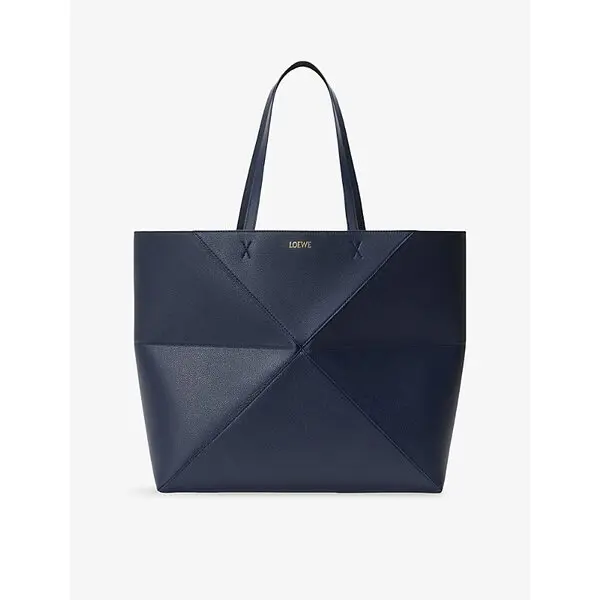 Loewe Puzzle Fold Large Leather Tote Bag - Deep Navy