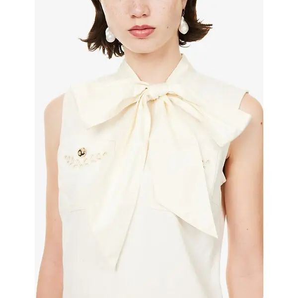 SELF-PORTRAIT Broderie Embroidered Denim Mini Dress