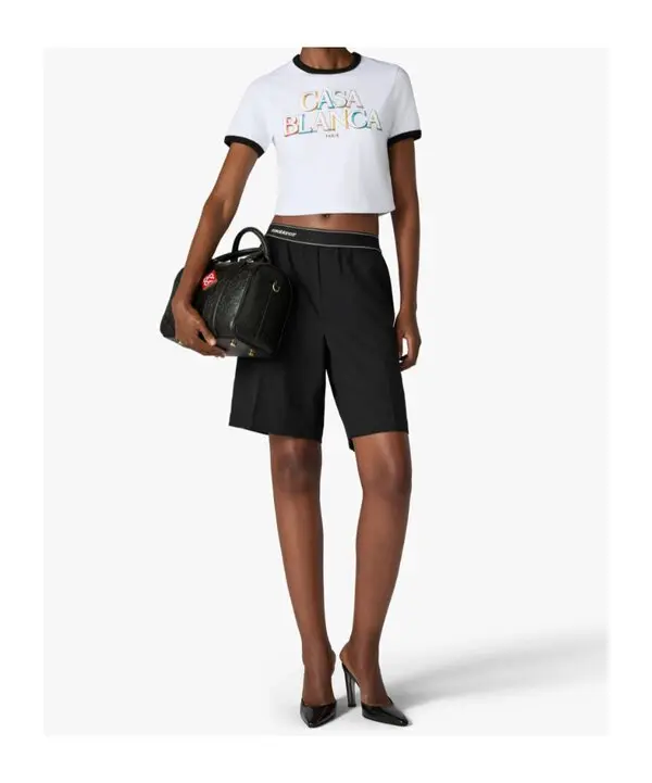 Casablanca Logo Ringer Cropped T-shirt