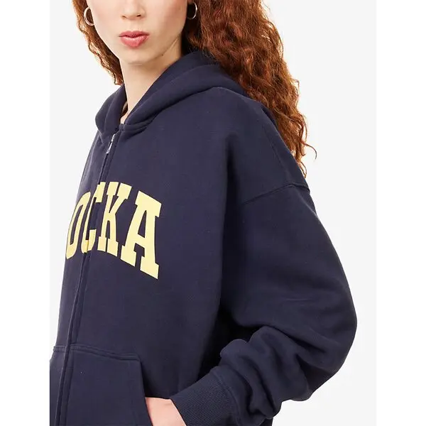 RU & ROCKA Varsity Brand-patch Cotton-blend Hoody