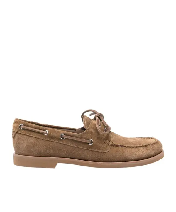 GIANVITO ROSSI Suede Boat Shoes - Camel