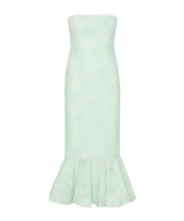 ROTATE BY BIRGER CHRISTENSEN Floral Mesh Ruffle Dress - White