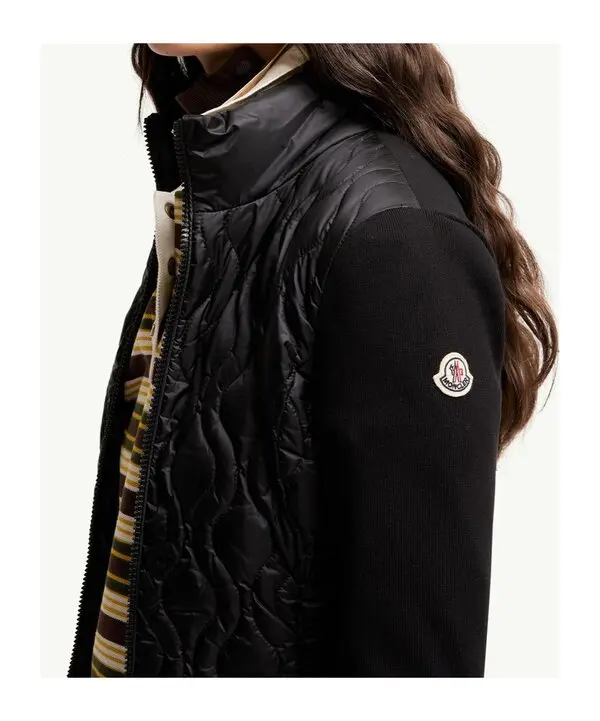 Moncler Quilted Zip-up Cardigan With Logo Patch