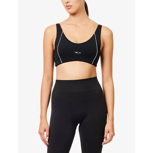 TALA Skinluxe Contrast Piping Sports Bra - Shadow Black