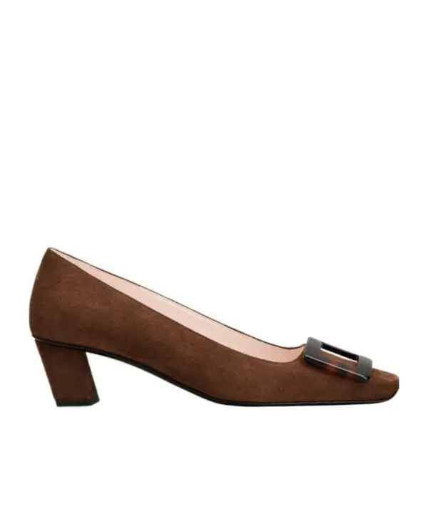 ROGER VIVIER Belle Vivier Suede Pumps - Brown