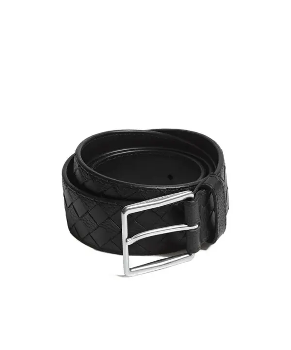 Bottega Veneta Intrecciato Taurillon Belt - Black
