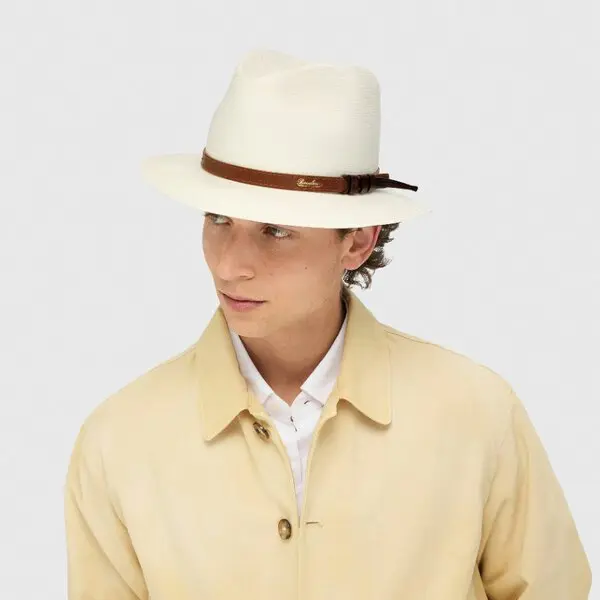 Borsalino Country Panama Hat - White, Brown