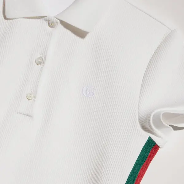 Gucci Web Detailed Ribbed Jersey Polo Shirt