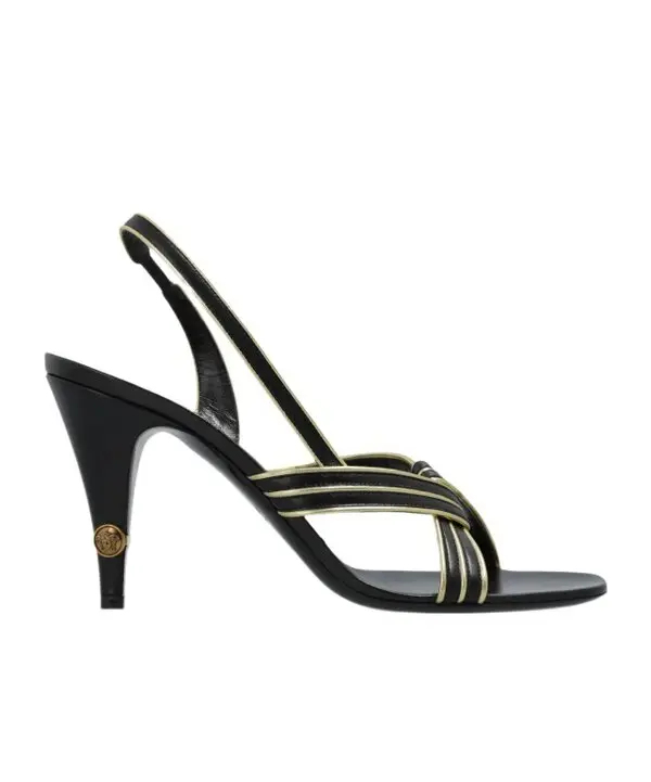 Versace Nappa Sandals 90mm Heel - Black