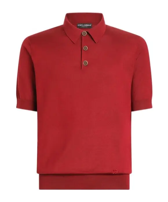 Dolce & Gabbana Polo Shirt In Smooth Silk - Red