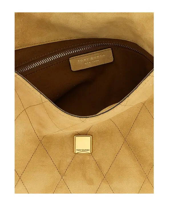 Tory Burch Quilted Suede Tote Bag