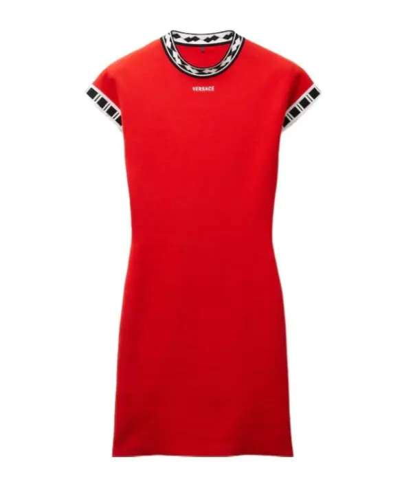 Versace Cotton Knit Mini Dress - Red