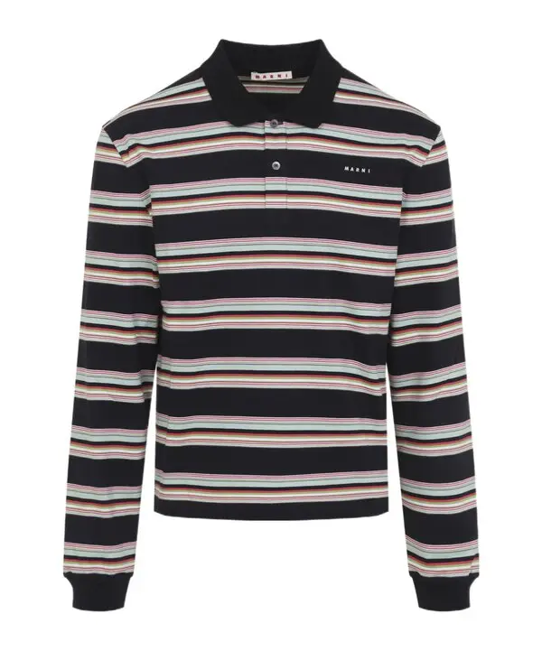 Marni Striped Polo Shirt - Black