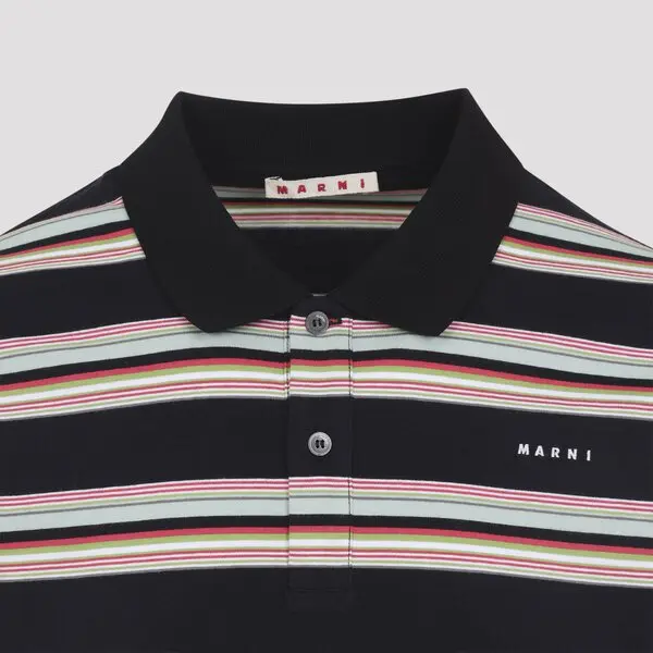 Marni And Light Green Striped Cotton Polo Shirt