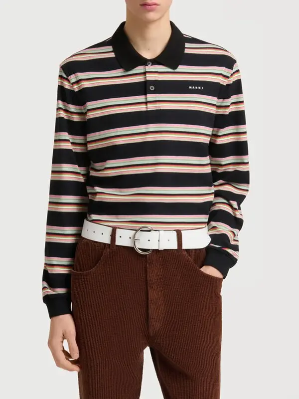 Marni Striped Long-sleeve Polo Shirt