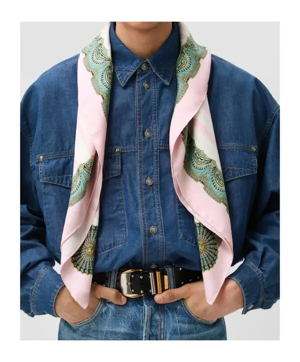 Versace Printed Silk Twill Scarf 90 Cm