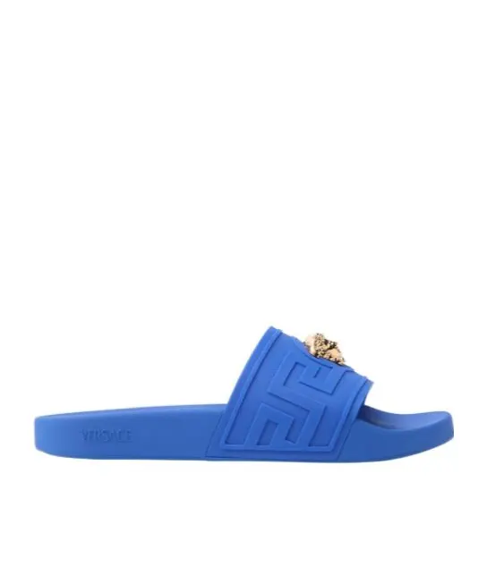 Versace La Medusa Rubber Sliders - Blue