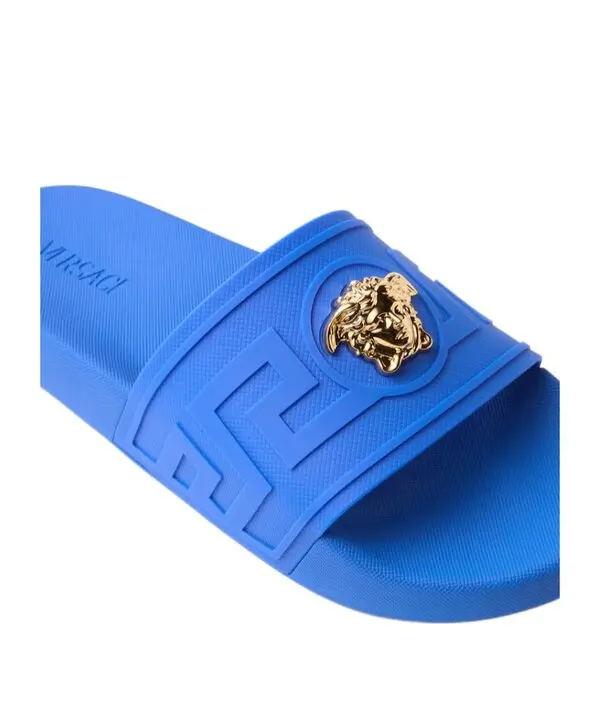 Versace La Medusa Rubber Sliders - Blue