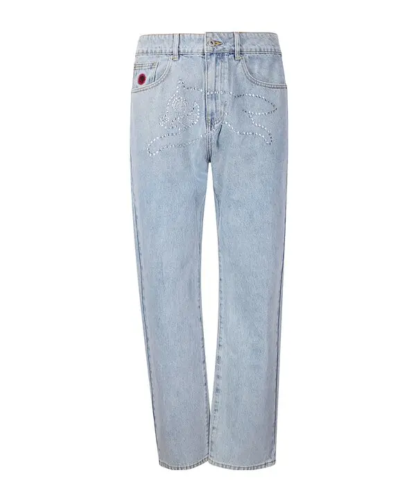 ICECREAM Belt Loop Jeans With Embroidered Accents - Gray