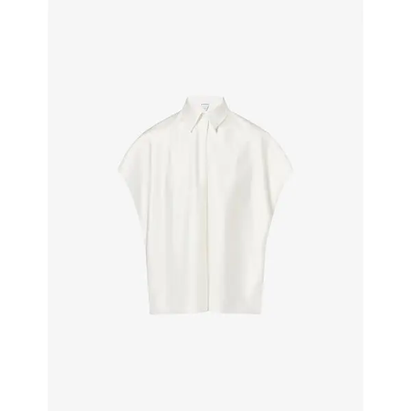Bottega Veneta Collared Cap-sleeve Silk Top - White