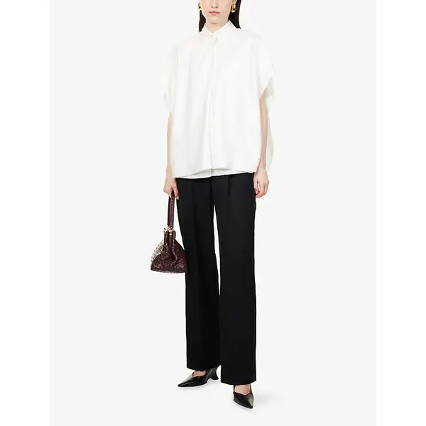 Bottega Veneta Collared Cap-sleeve Silk Top